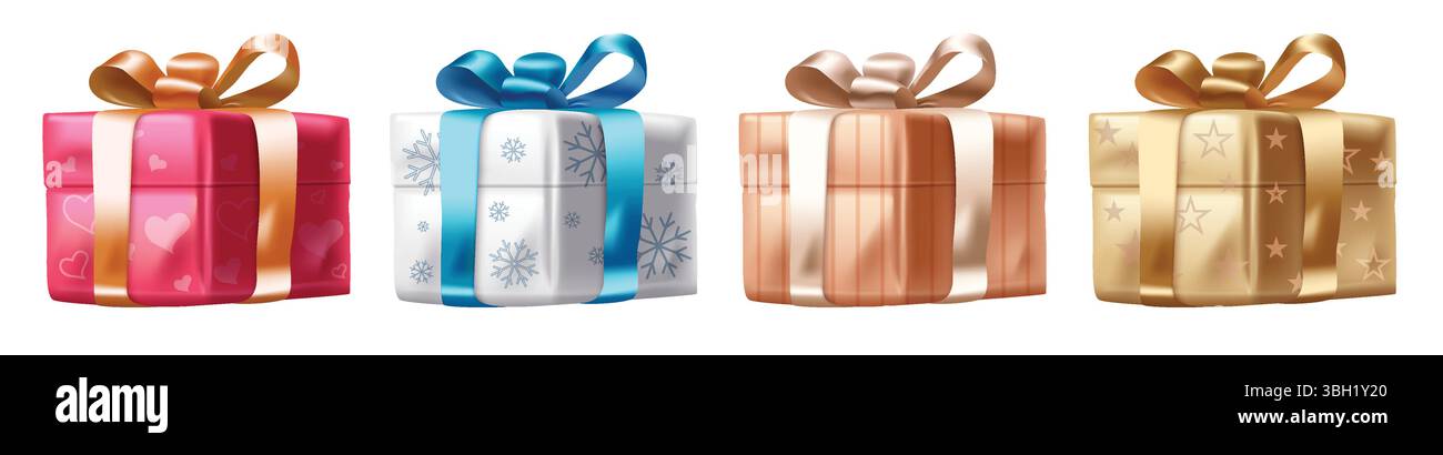 Elegant gift boxes clipart set isolated in white background Stock ...