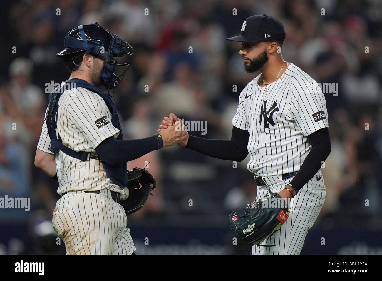 New York Yankees pitcher Devin Williams celebrates with catcher Austin ...