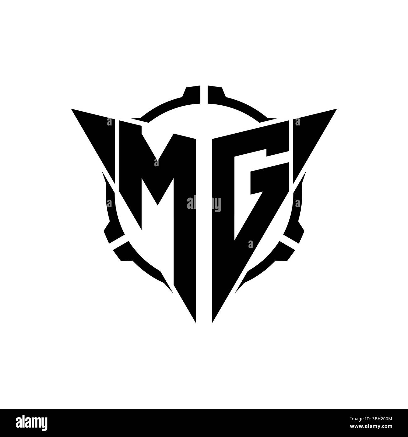 MG Gaming Logo Initial with geometric modern Triangle rounded Scope ...