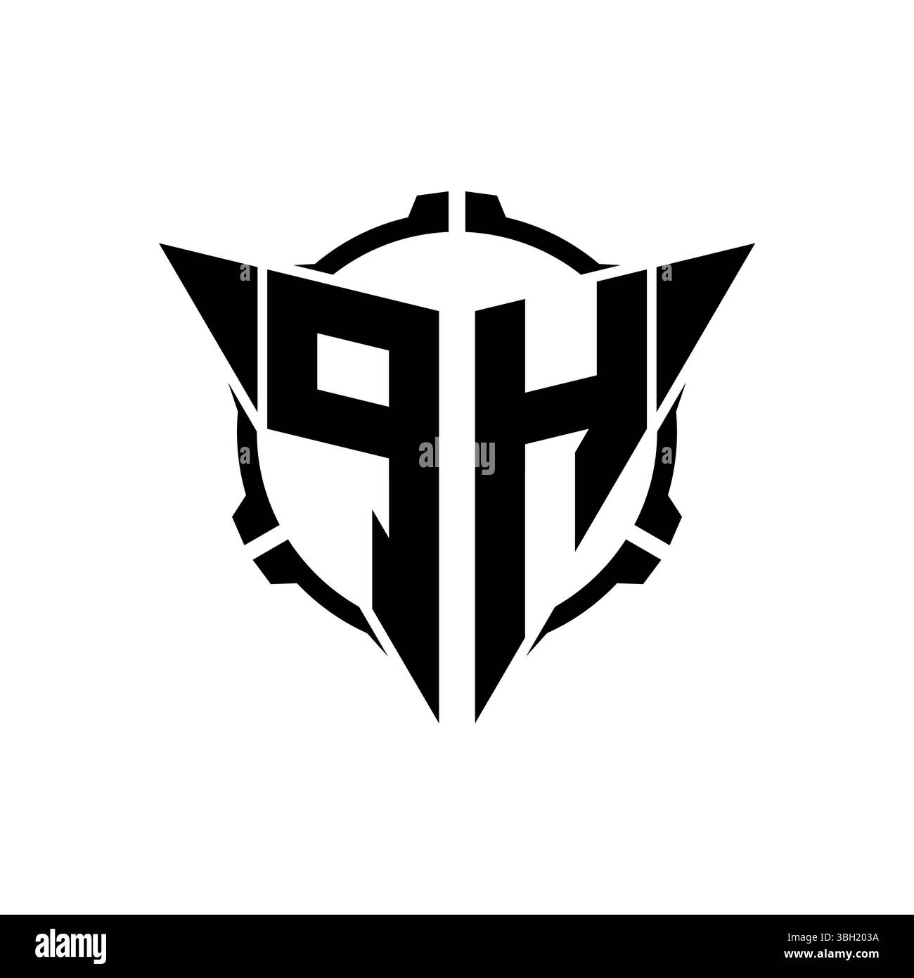 PH Gaming Logo Initial with geometric modern Triangle rounded Scope ...