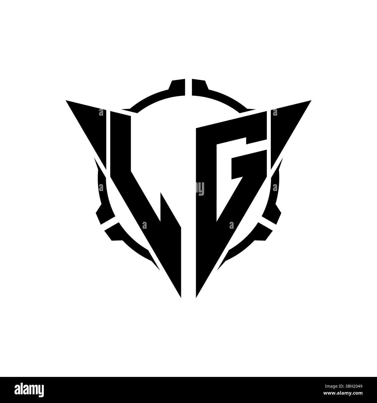 LG Gaming Logo Initial with geometric modern Triangle rounded Scope ...