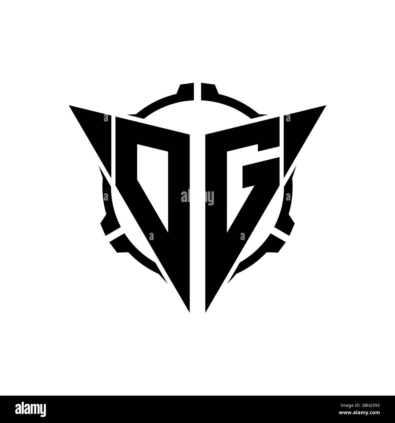 OG Gaming Logo Initial with geometric modern Triangle rounded Scope ...