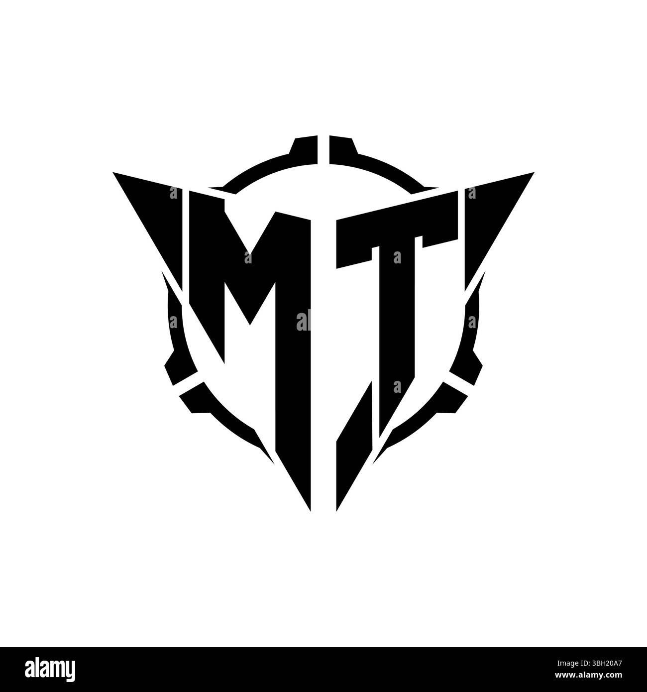 MT Gaming Logo Initial with geometric modern Triangle rounded Scope ...