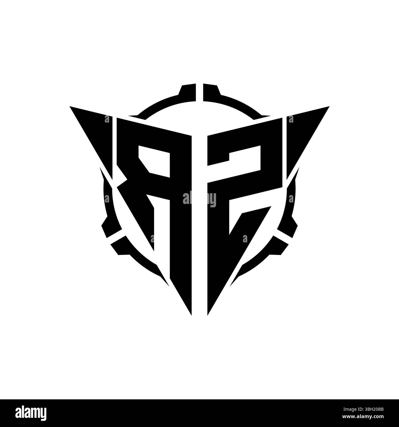RZ Gaming Logo Initial with geometric modern Triangle rounded Scope ...