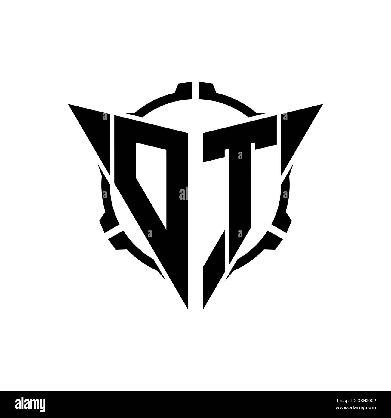 OT Gaming Logo Initial with geometric modern Triangle rounded Scope Sniper Tactical style design ...