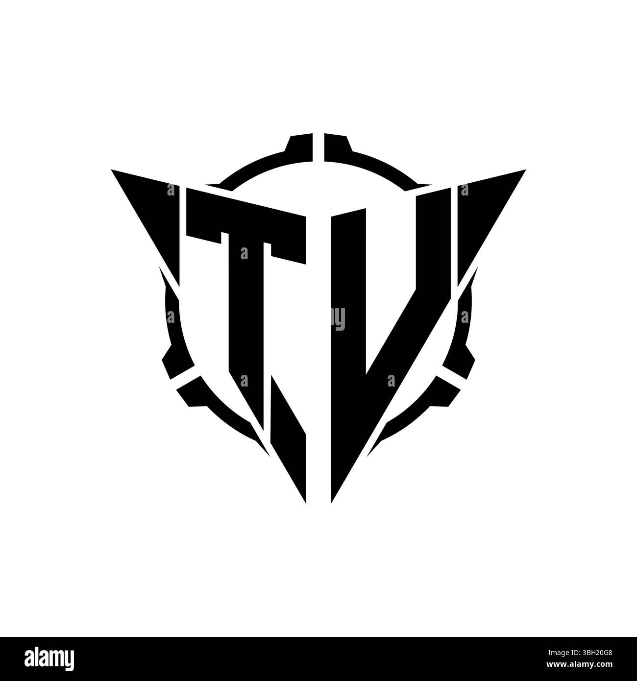 TV Gaming Logo Initial with geometric modern Triangle rounded Scope ...