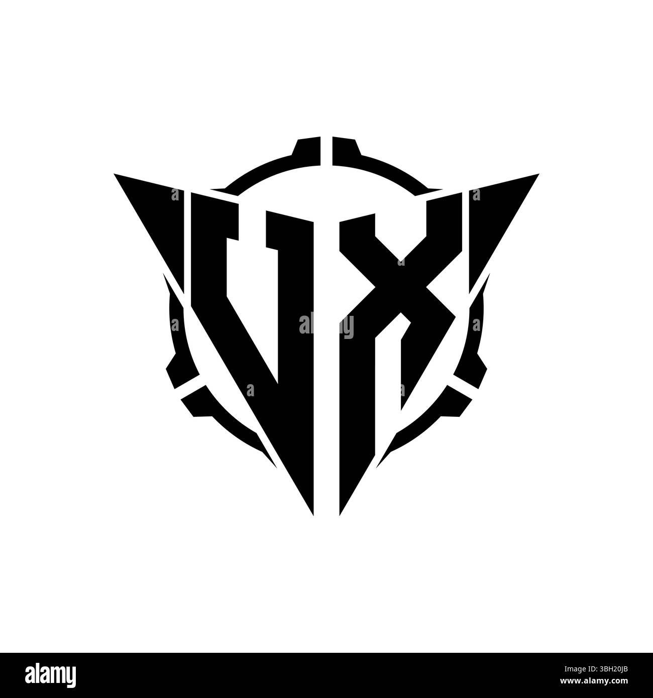 UX Gaming Logo Initial with geometric modern Triangle rounded Scope ...