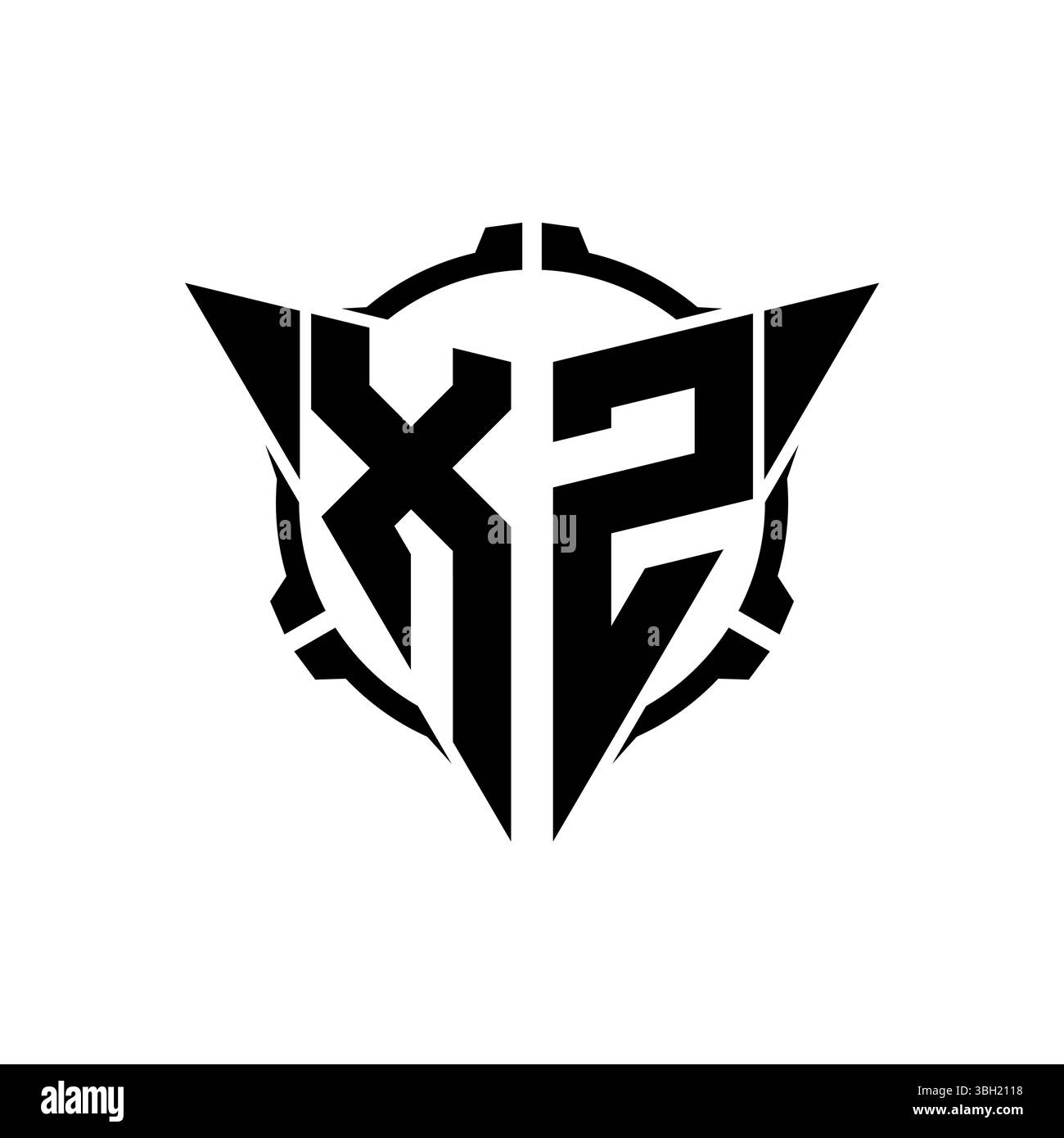 XZ Gaming Logo Initial with geometric modern Triangle rounded Scope ...