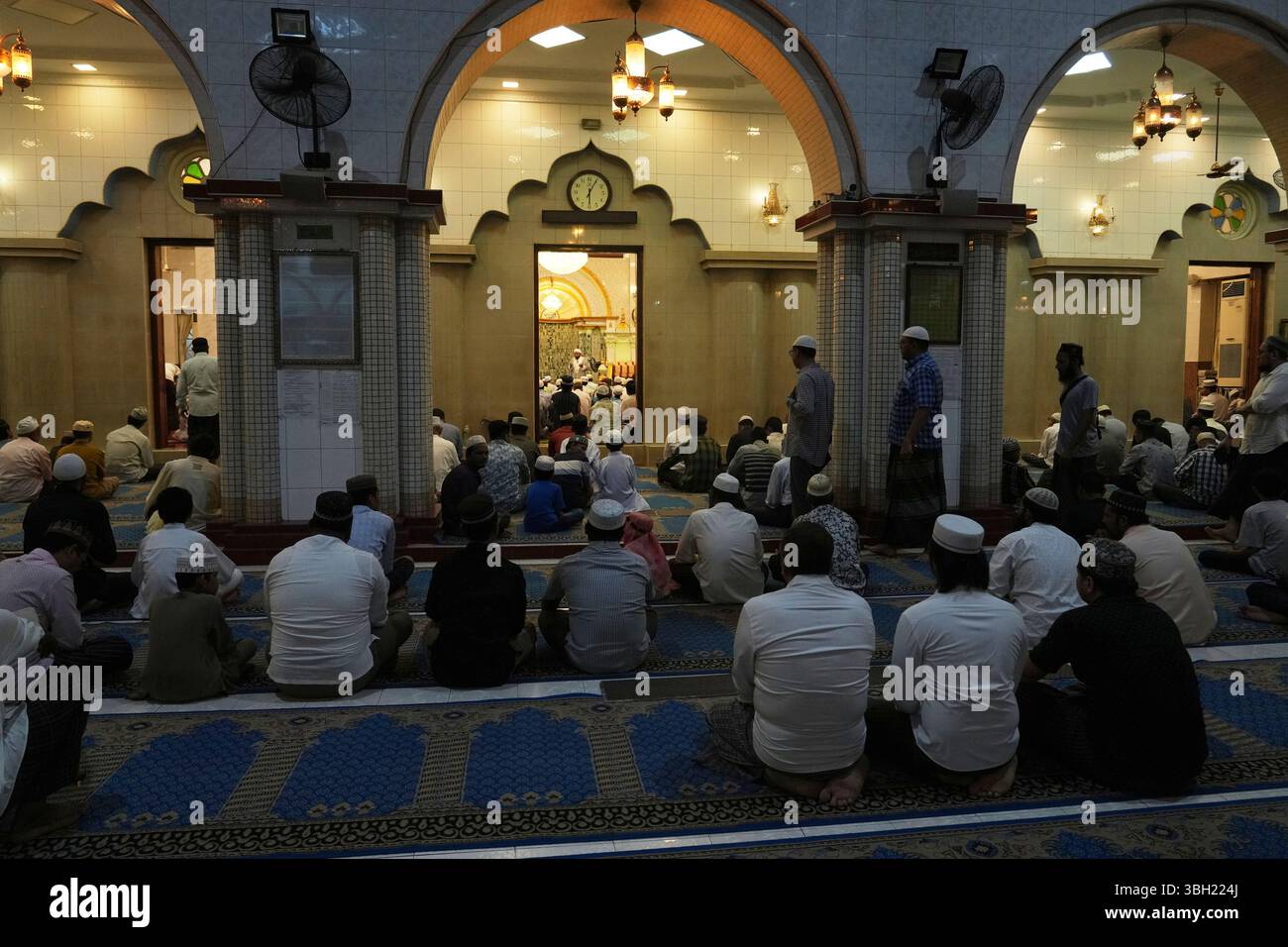 Myanmar Muslims gather to offer a prayer to mark celebrations of Eid al ...