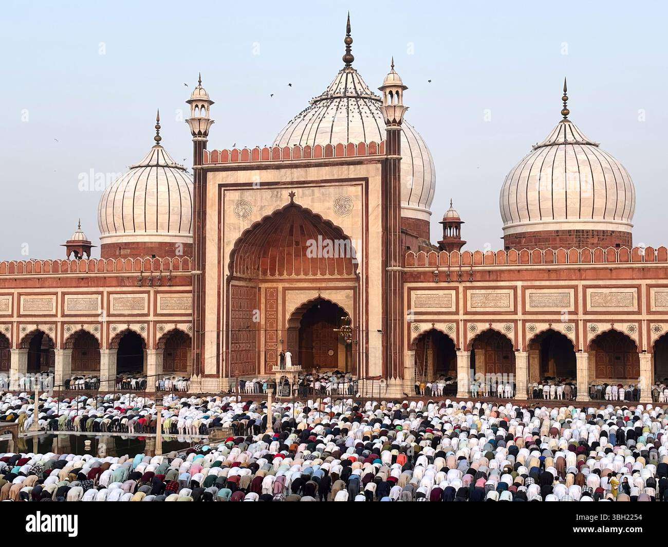 Devotees pray at Jama Masjid on the morning of the Muslim festival of ...
