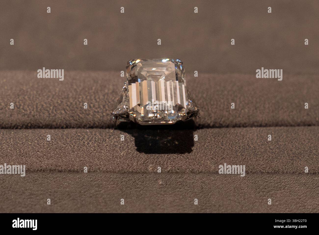 New York, NY, June 6, 2025: Diamond ring by Graff, an emerald-cut ...