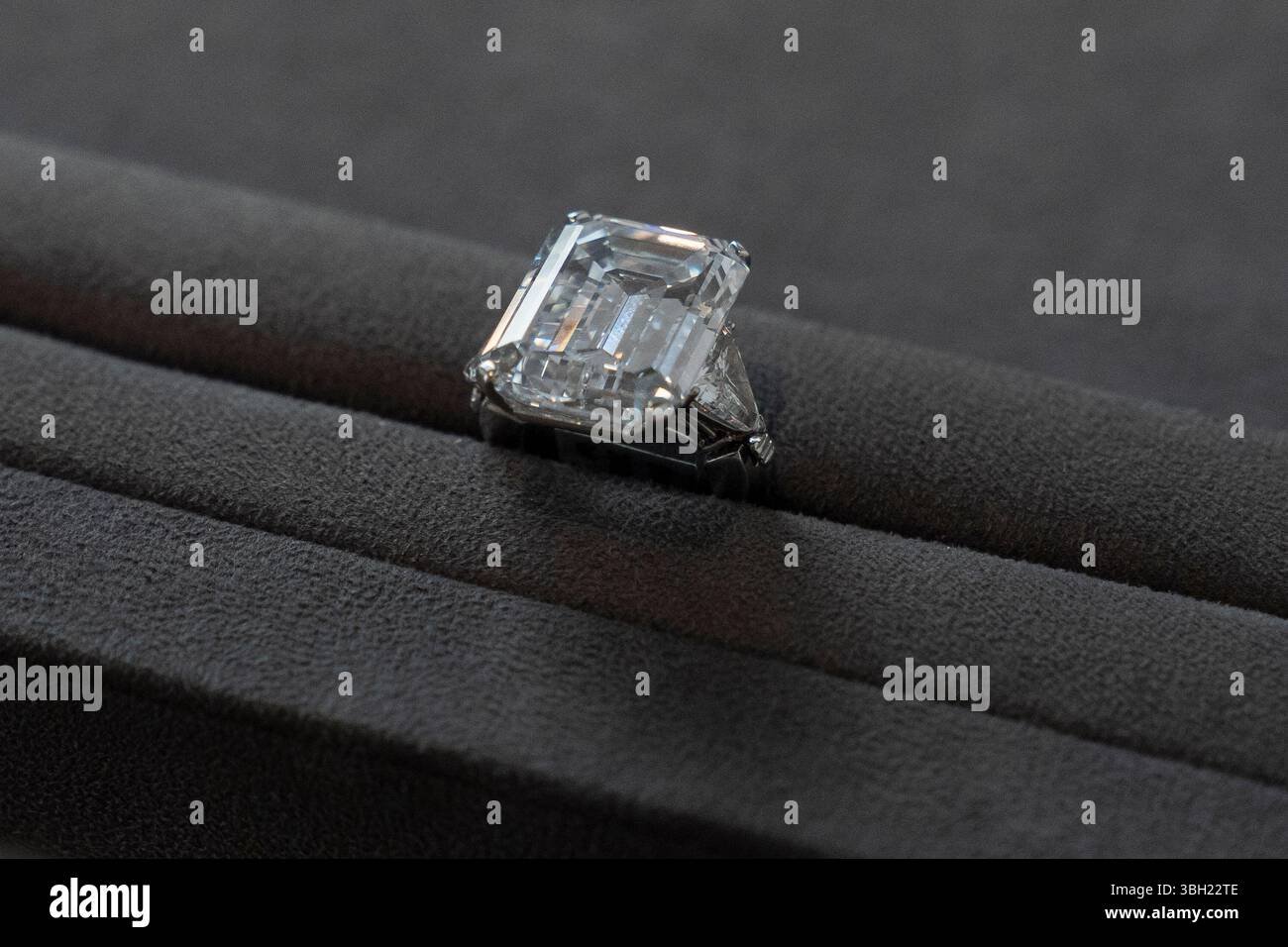 New York, NY, June 6, 2025: Diamond ring by Graff, an emerald-cut ...