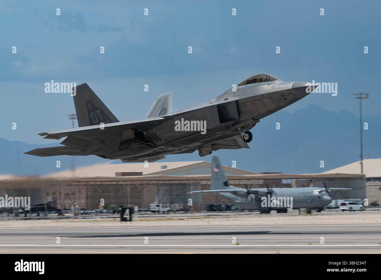 A U.S. Air Force F-22 Raptor takes off in support of U.S. Air Force Weapons School Integration ...