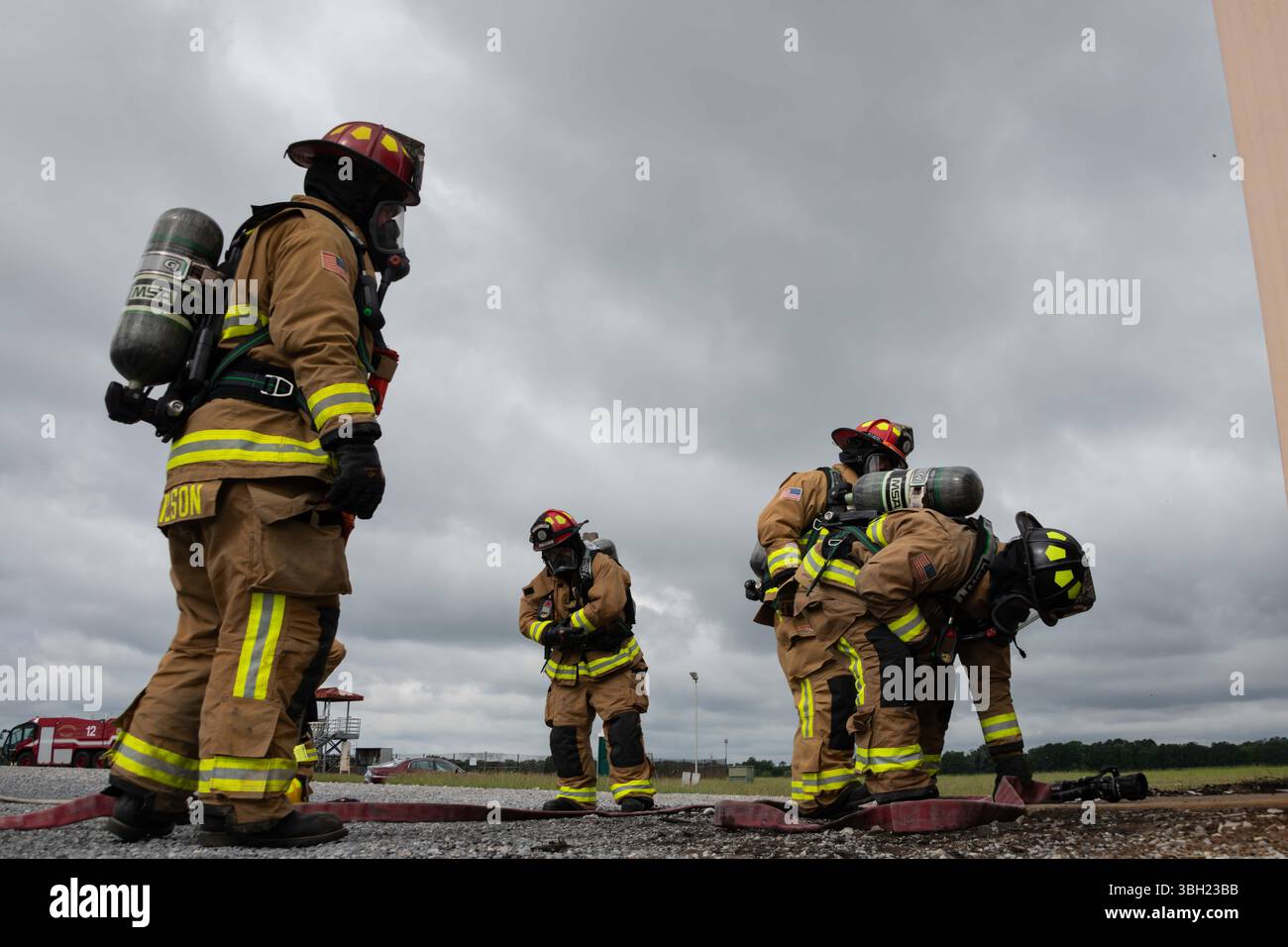 Firefighters assigned to the 42nd Civil Engineering Squadron prepare to ...