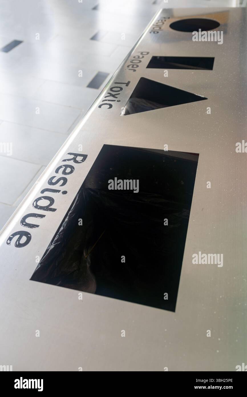 Jakarta, Indonesia - February 9, 2025: Trash can with three different ...