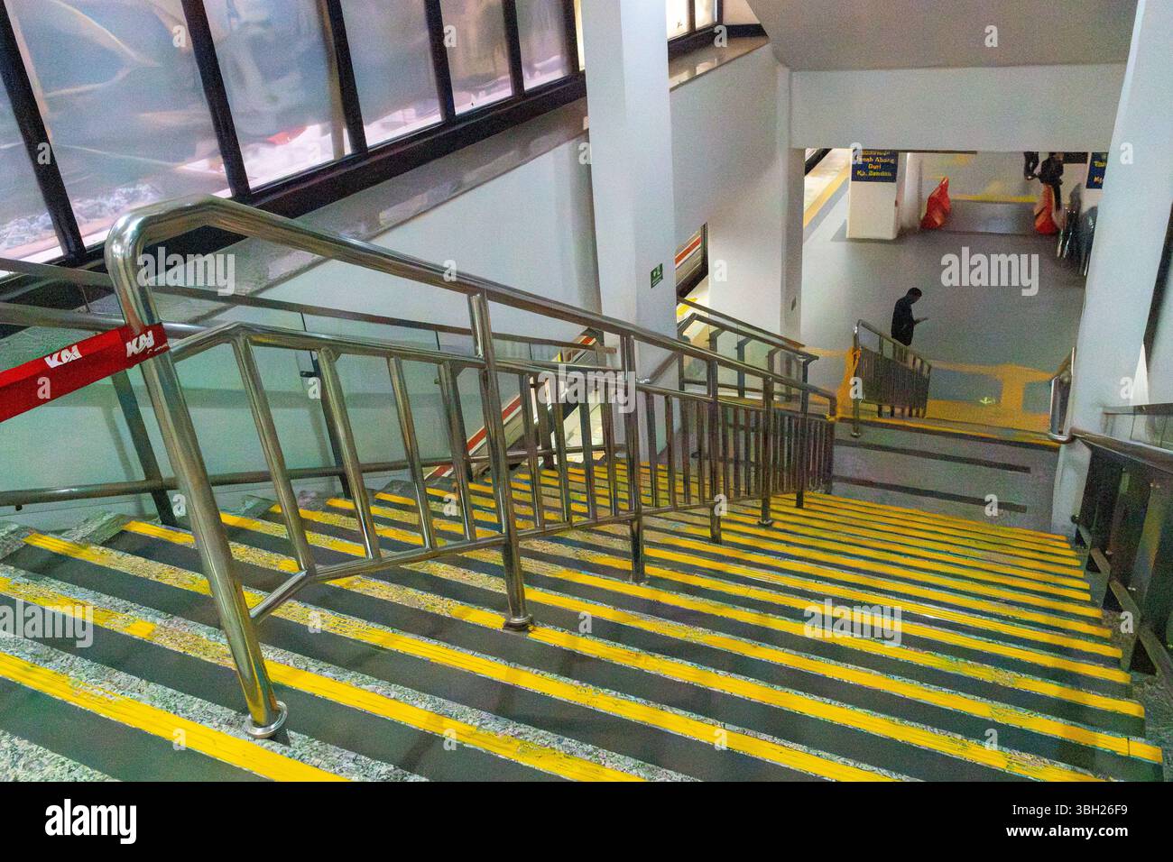 Jakarta, Indonesia - February 9, 2025: Staircase with yellow and black ...