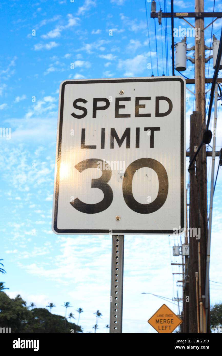 speed limit thirty 30 miles per hour sign Stock Photo - Alamy