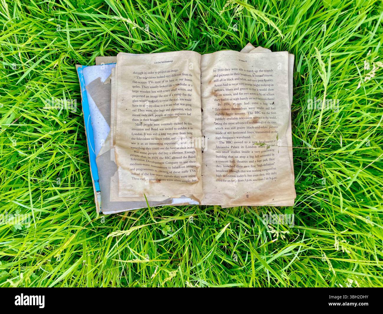 a soaking wet copy of david attenborough's book 'a life story' lies on ...