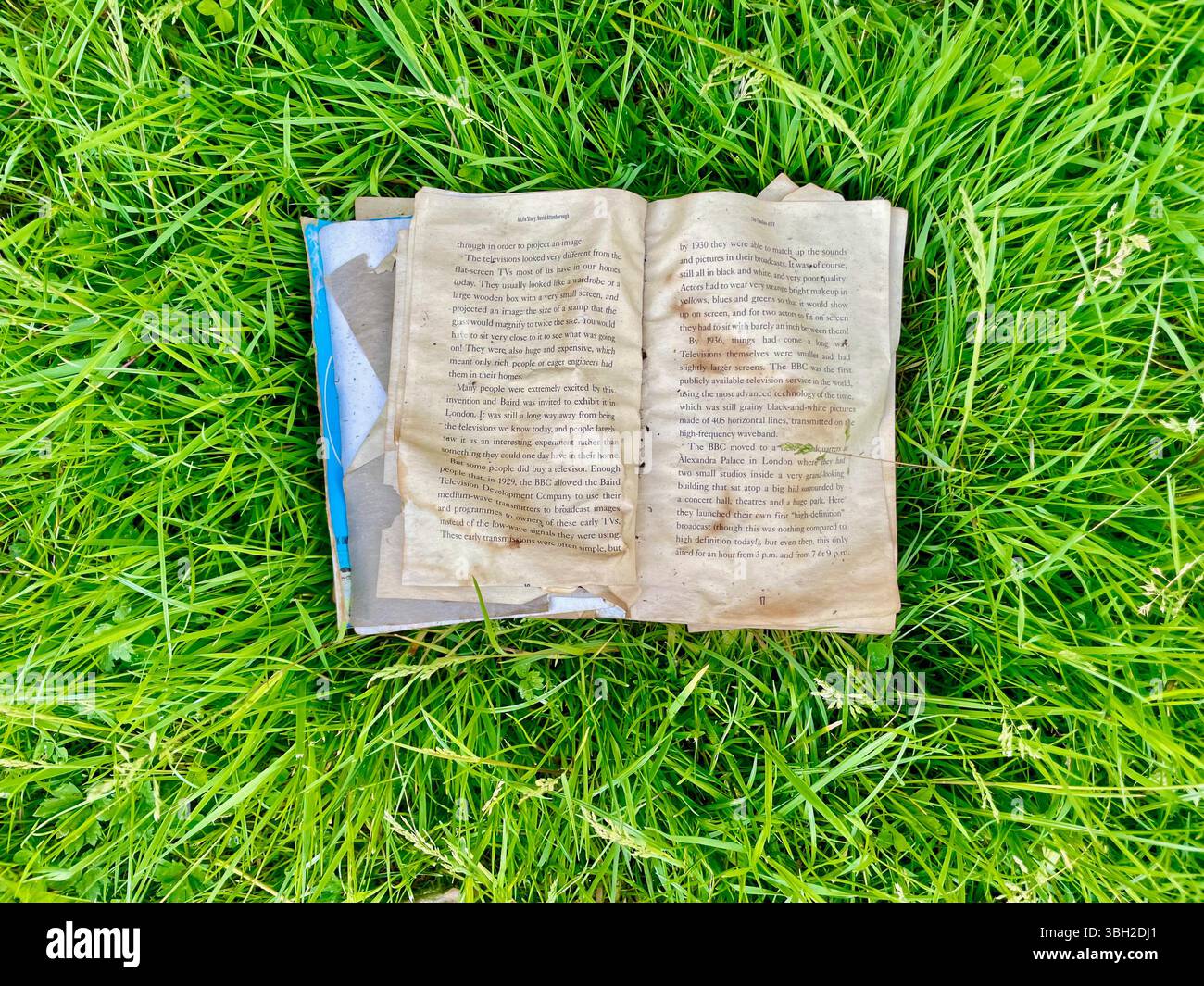 a soaking wet copy of david attenborough's book 'a life story' lies on ...