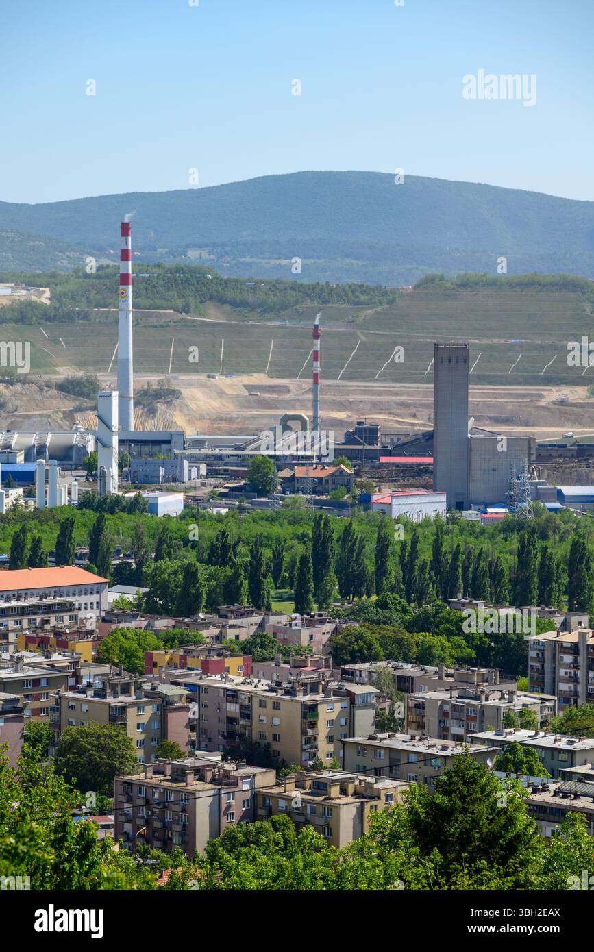 Bor city with Copper mine and smelting complex of Zijin Bor Copper, one ...