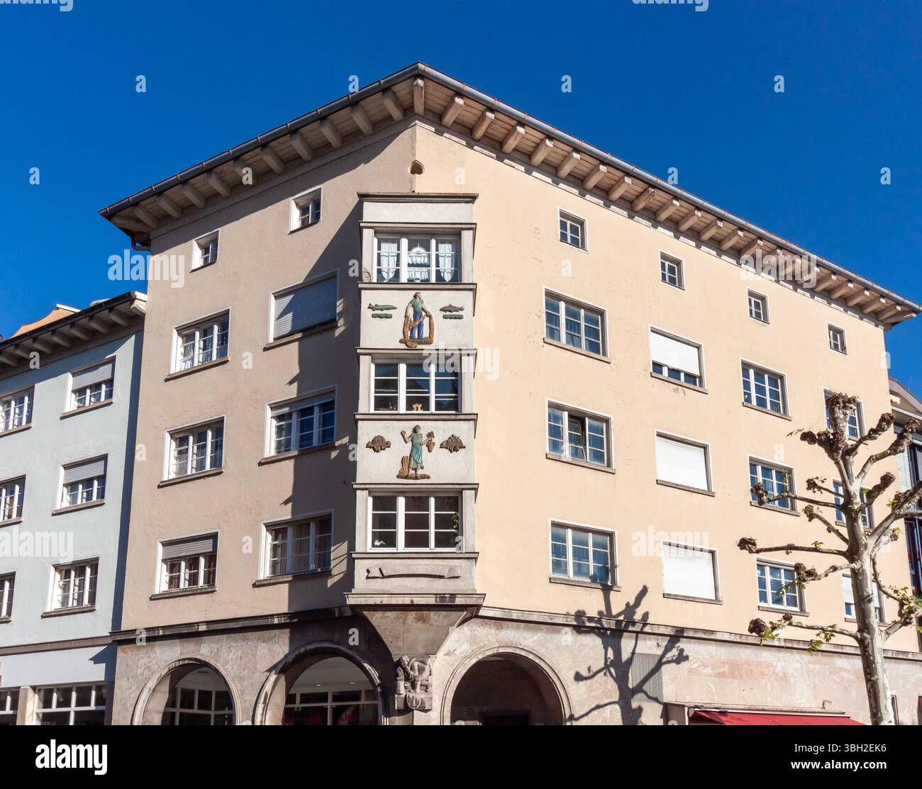 LINDAU, BAVARIA, GERMANY - MAY 1, 2025: A distinctive historic corner ...