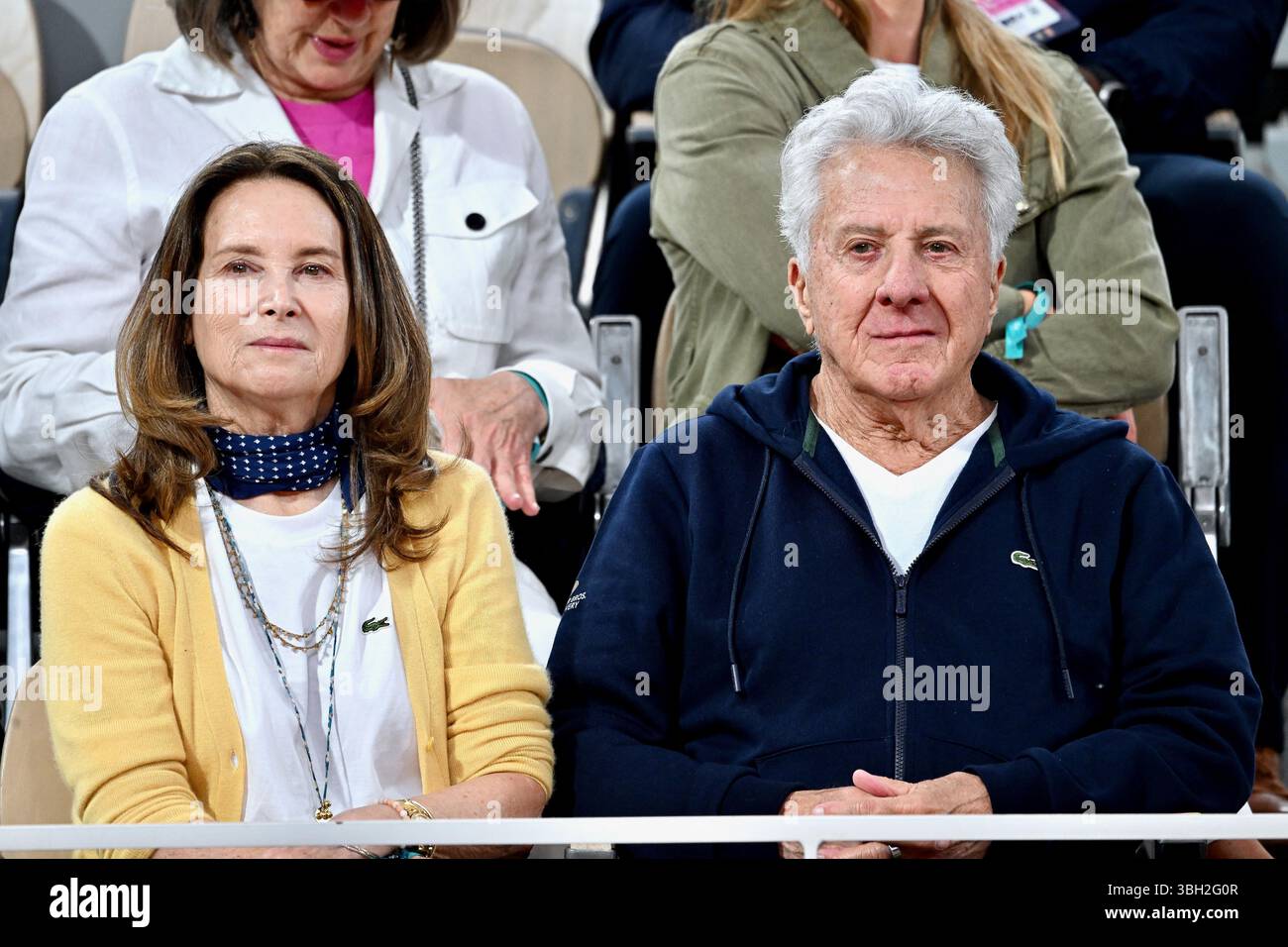 Lisa Hoffman and Dustin Hoffman are seen in the stands during French ...