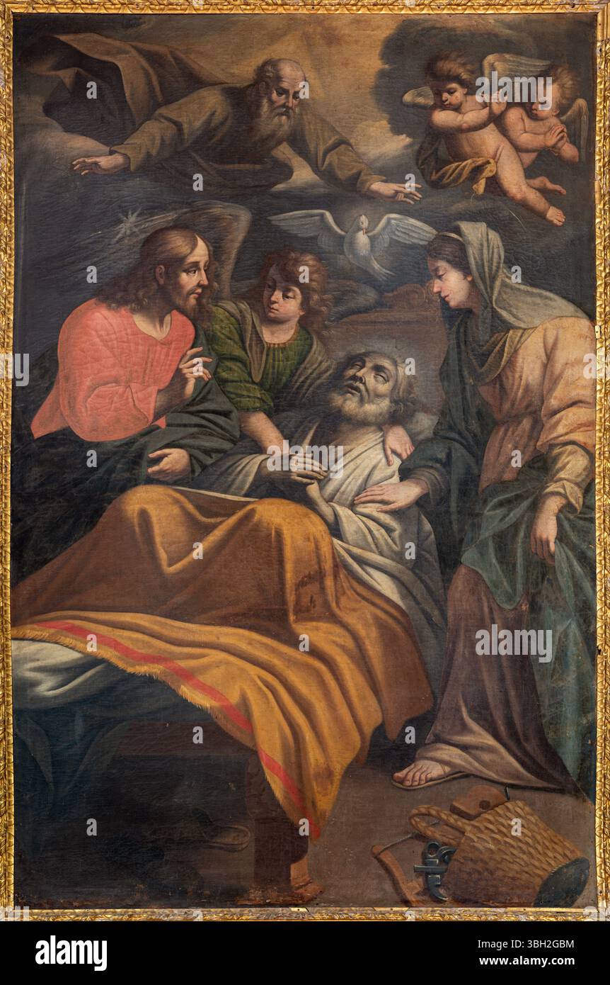PIACENZA, ITALY - MAY 21, 2025: The painting of Death of St. Joseph ...