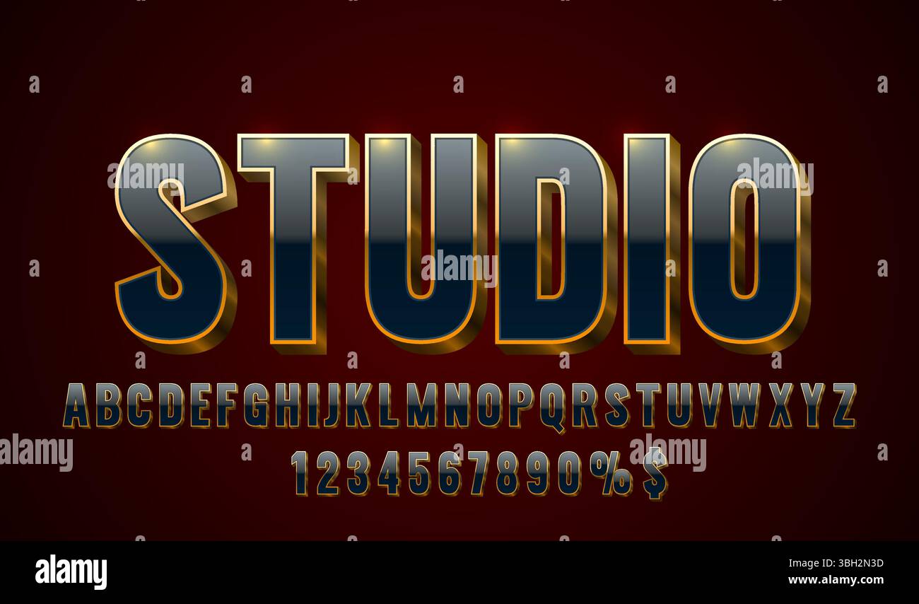 Studio font set collection, letters and numbers symbol. Vector Stock ...