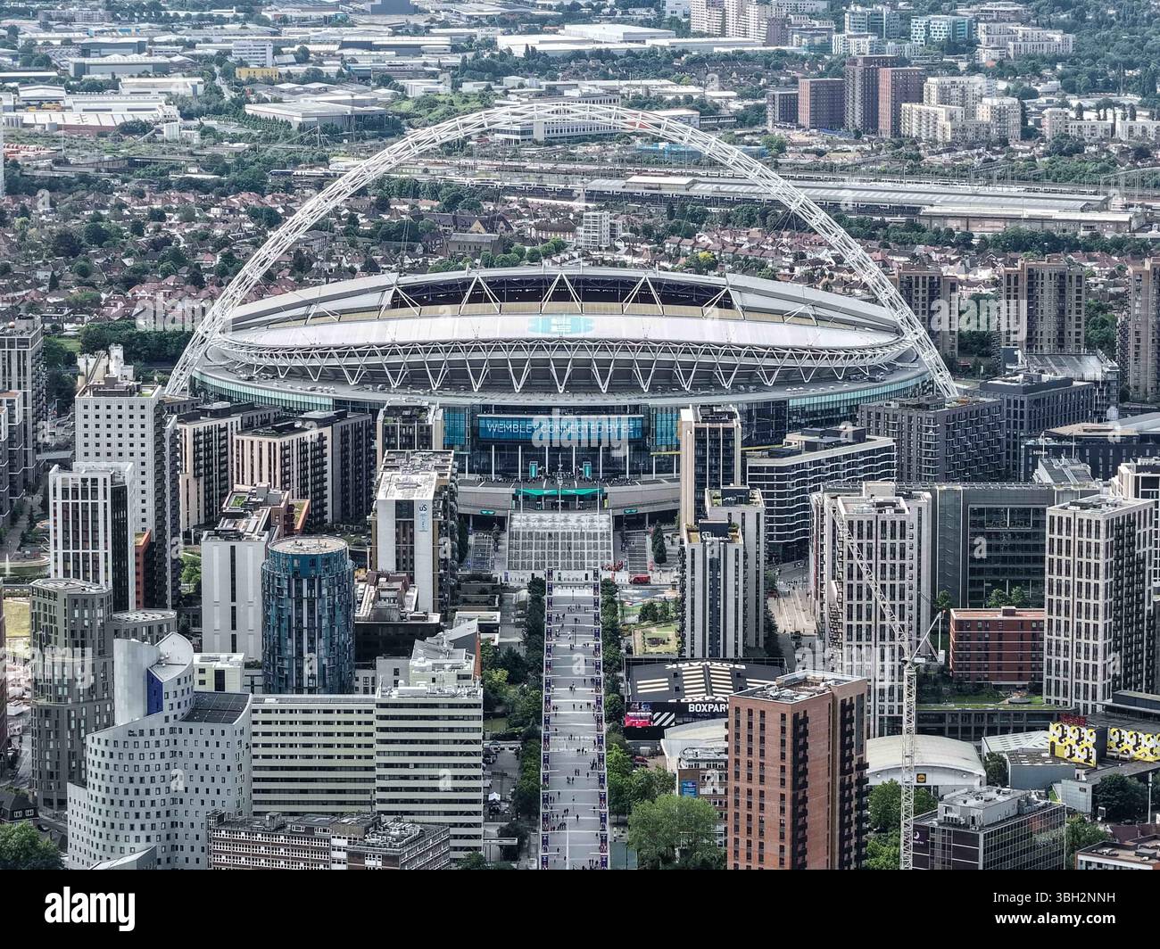 An aerial view of Wembley Stadium ahead of the Betfred Challenge Cup ...