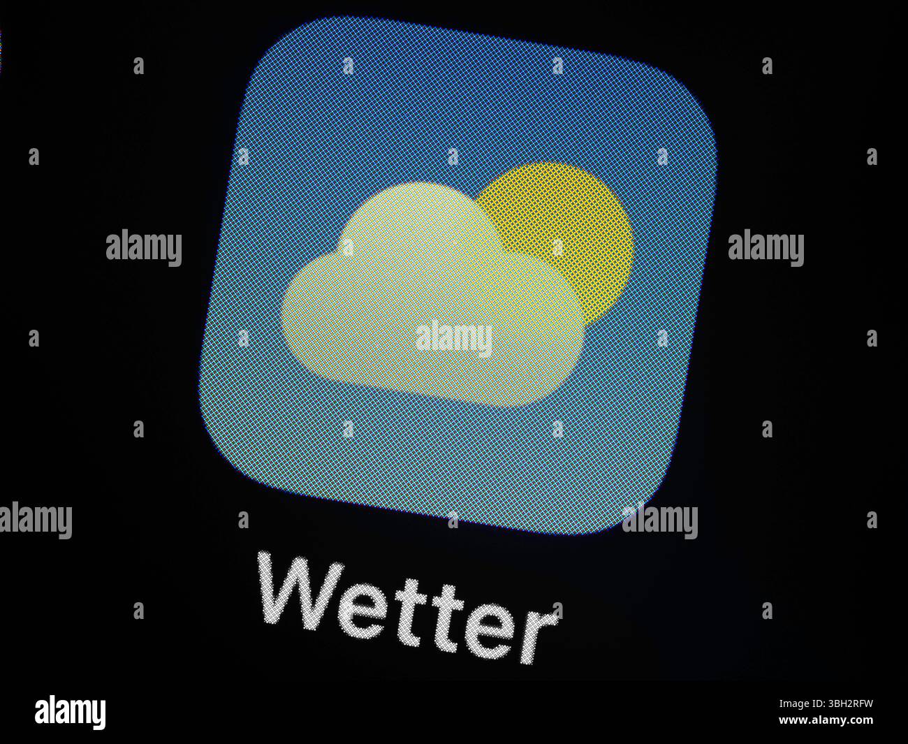 Die Applikation App Wetter ist auf dem Display eines iPhone zu sehen ...
