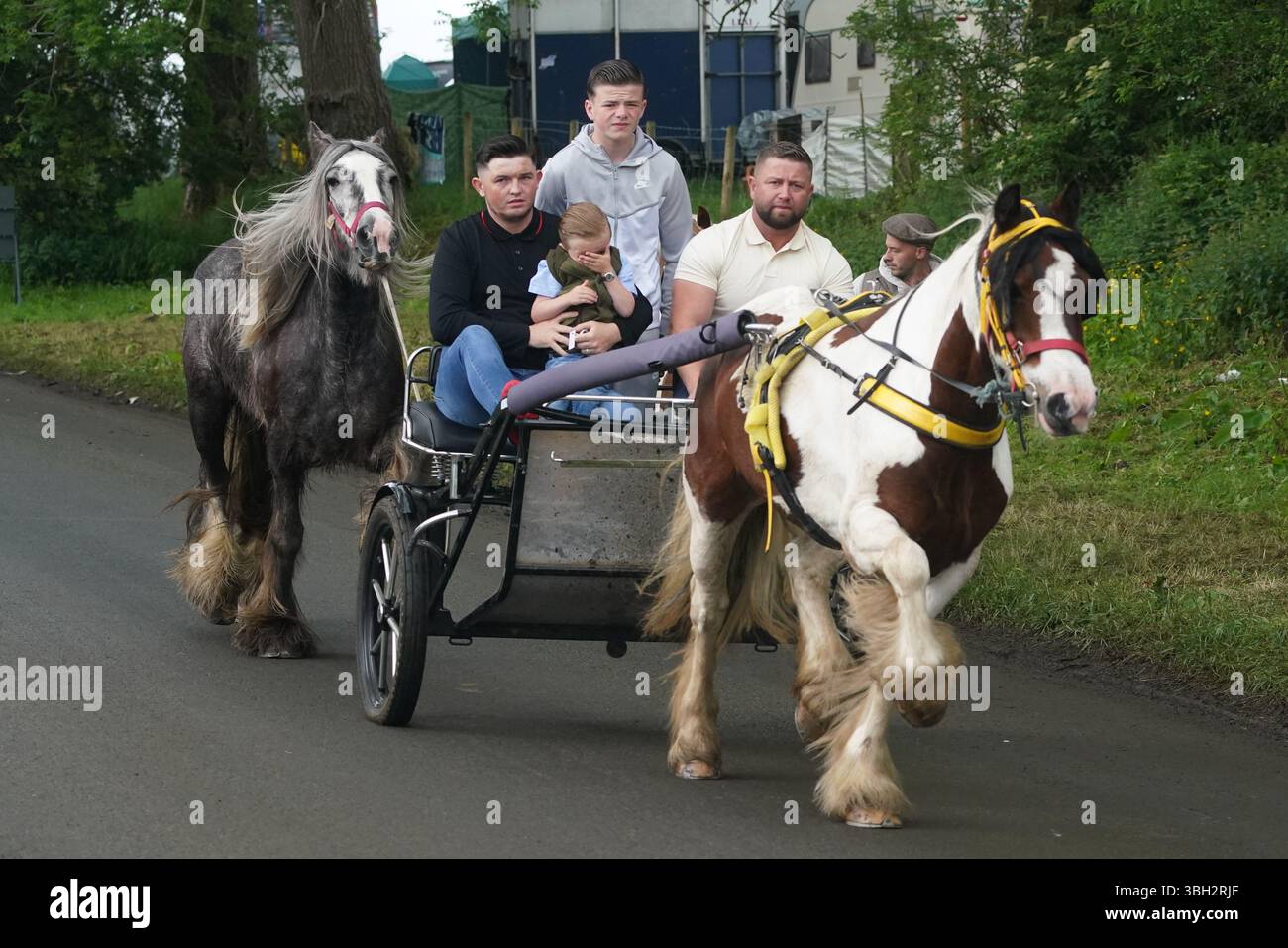 People in horse drawn carriages during the Appleby Horse Fair, the ...