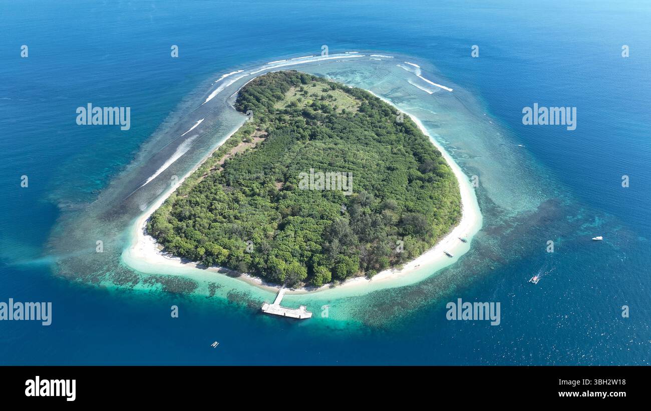 Aerial perspective of Gili Rengit reveals its unique teardrop shape ...