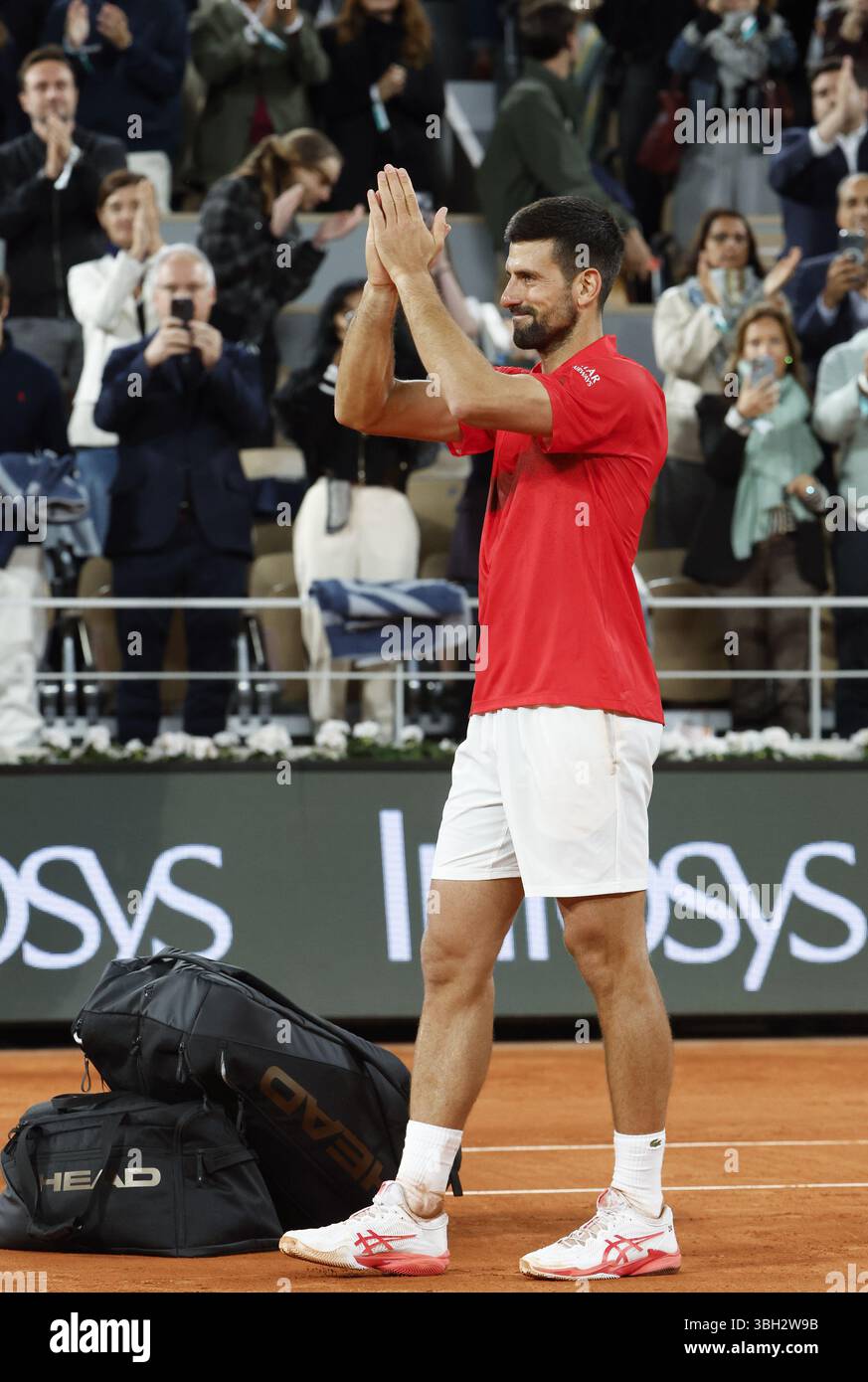 Novak Djokovic of Serbia says goodbye to the fans after his defeat ...