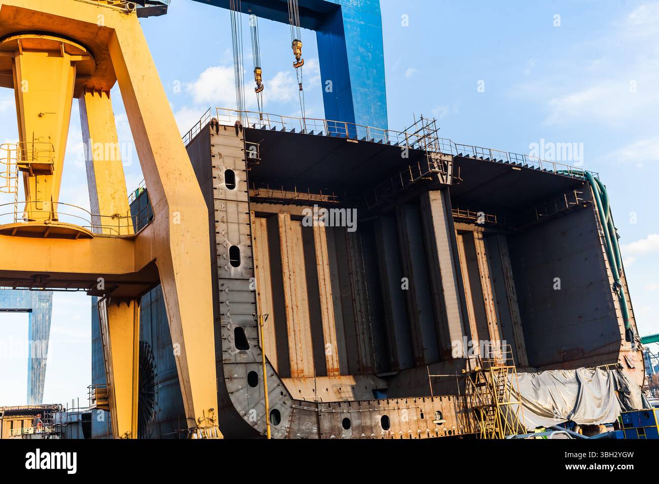 Construction of the hull of a new vessel at the shipyard in Constanta ...