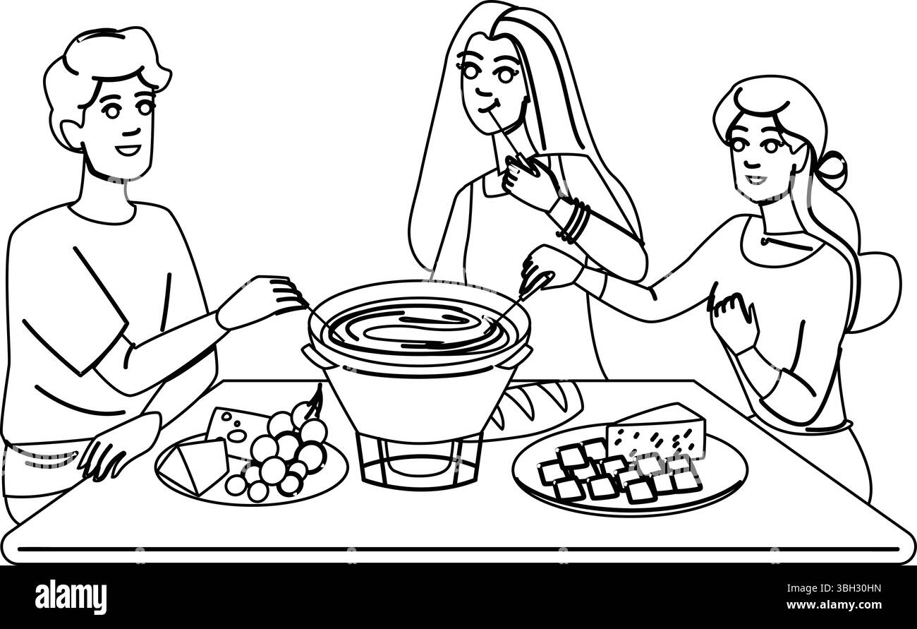 food fondue party vector Stock Vector Image & Art - Alamy