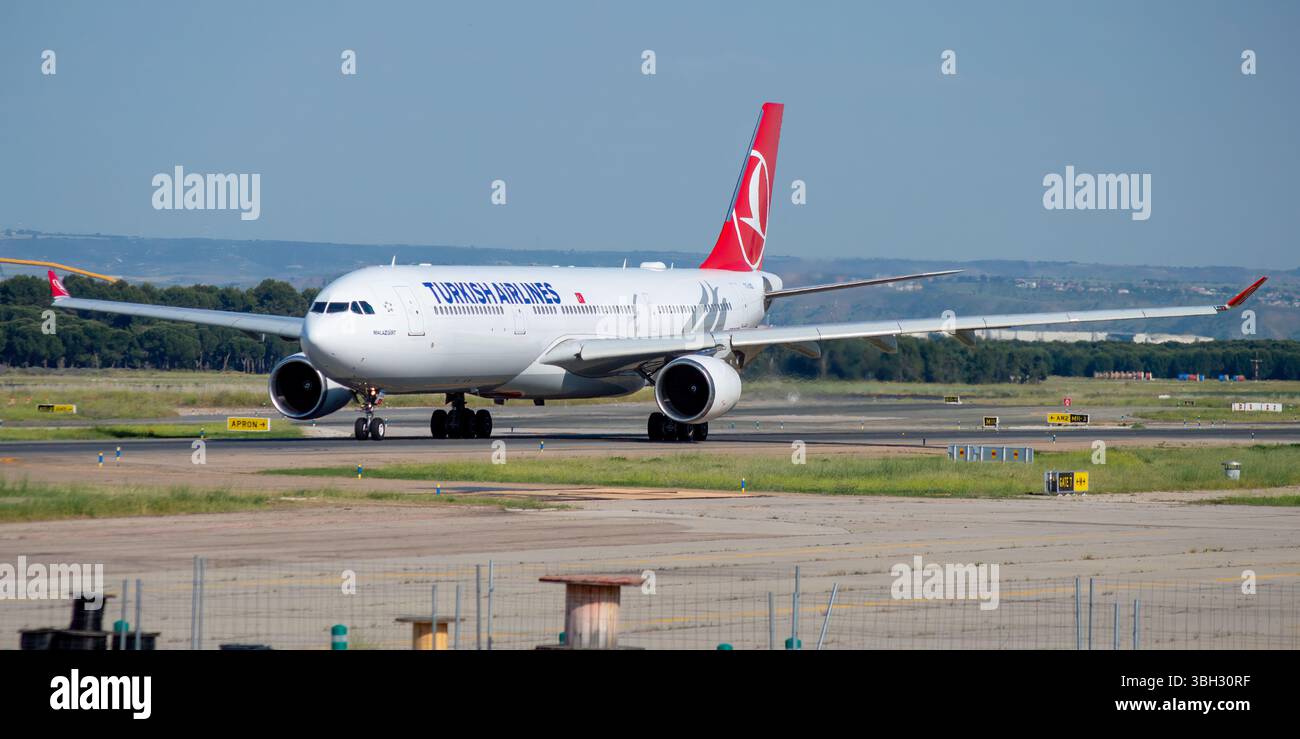 THY Turkish Airlines Airbus A330 300 long-haul aircraft at Madrid ...