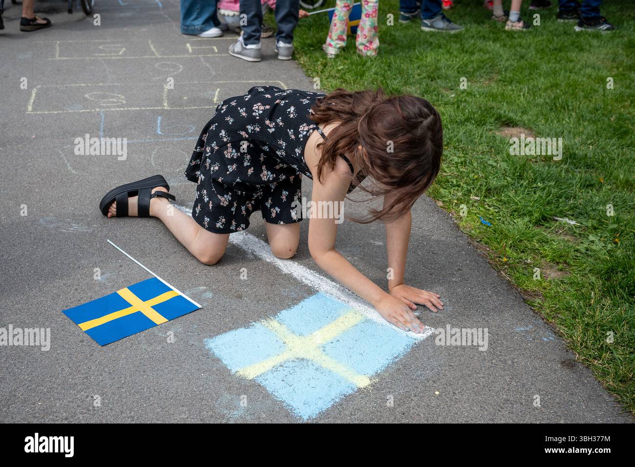 Street painting during Swedish National day celebration at the Olai ...