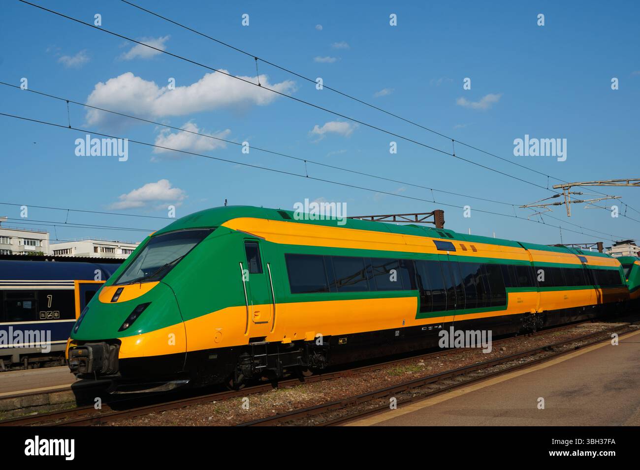 Modern arrow train in Bucharest North Railway Station Stock Photo - Alamy