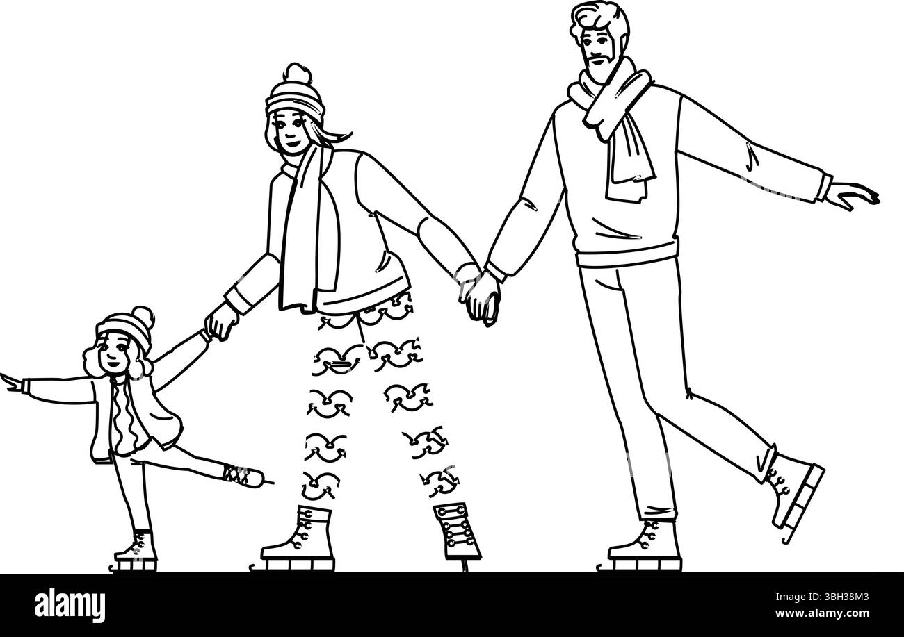 glide ice skating family vector Stock Vector Image & Art - Alamy
