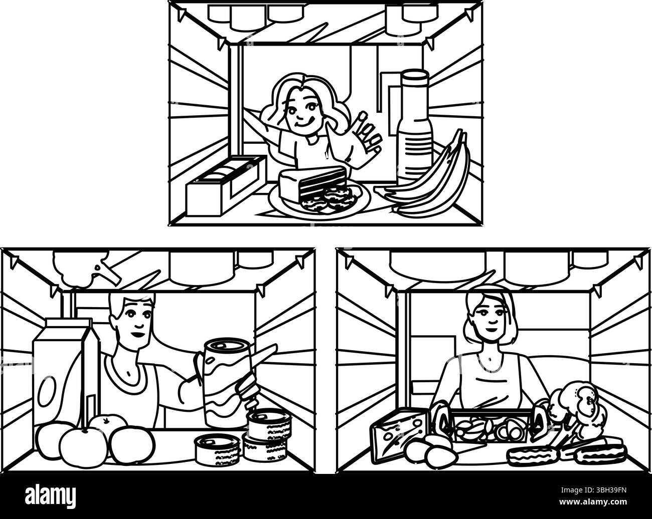 milk inside fridge people vector Stock Vector Image & Art - Alamy