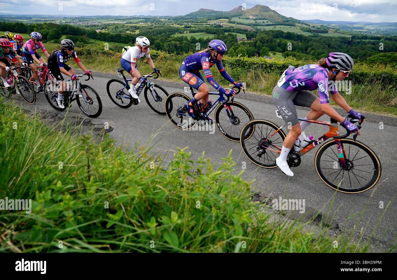 Flora Perkins of Great Britain National Team (centre left), Megan ...