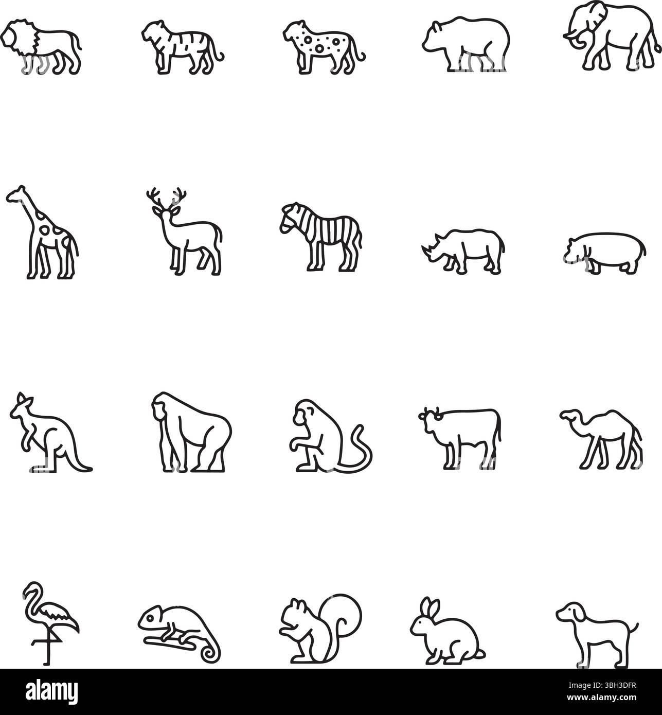 Dog flat icons set Black and White Stock Photos & Images - Alamy