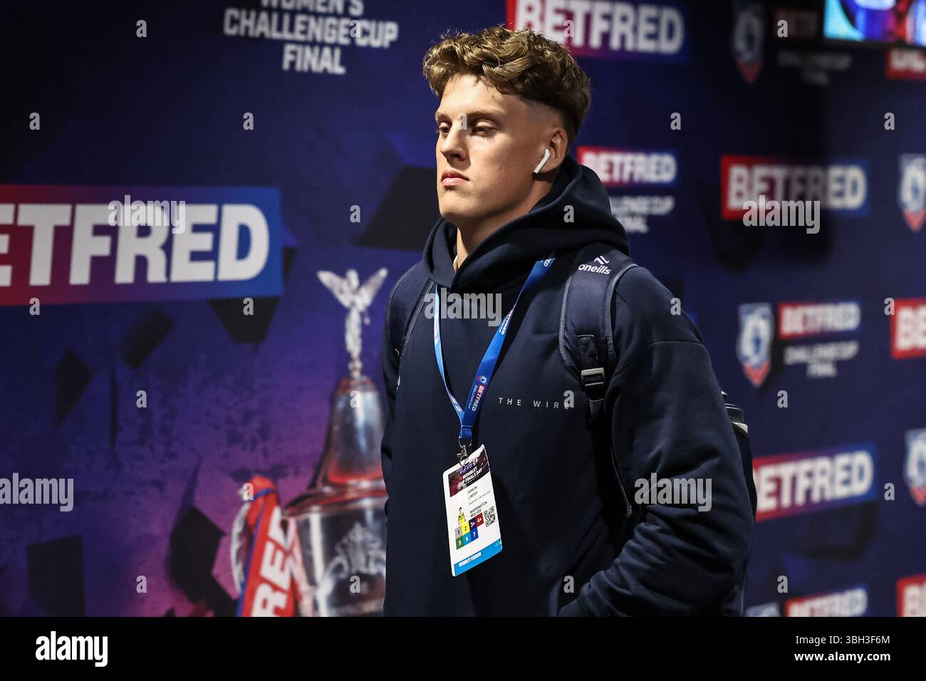 Arron Lindop of Warrington Wolves arrives during the Betfred Challenge ...