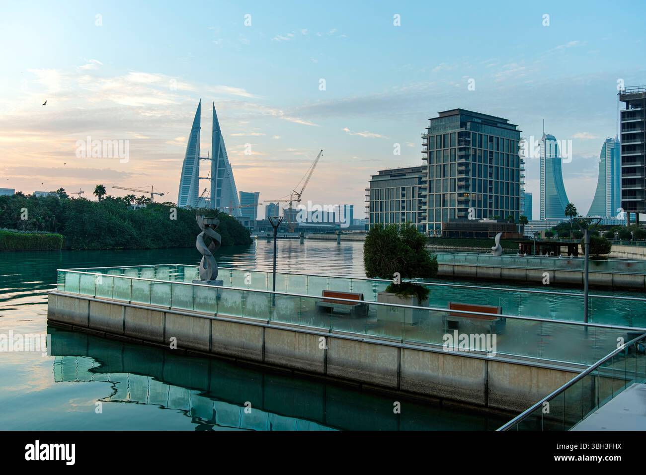 World Trade Center skyscraper and skyline of Manama City Bahrain Stock ...