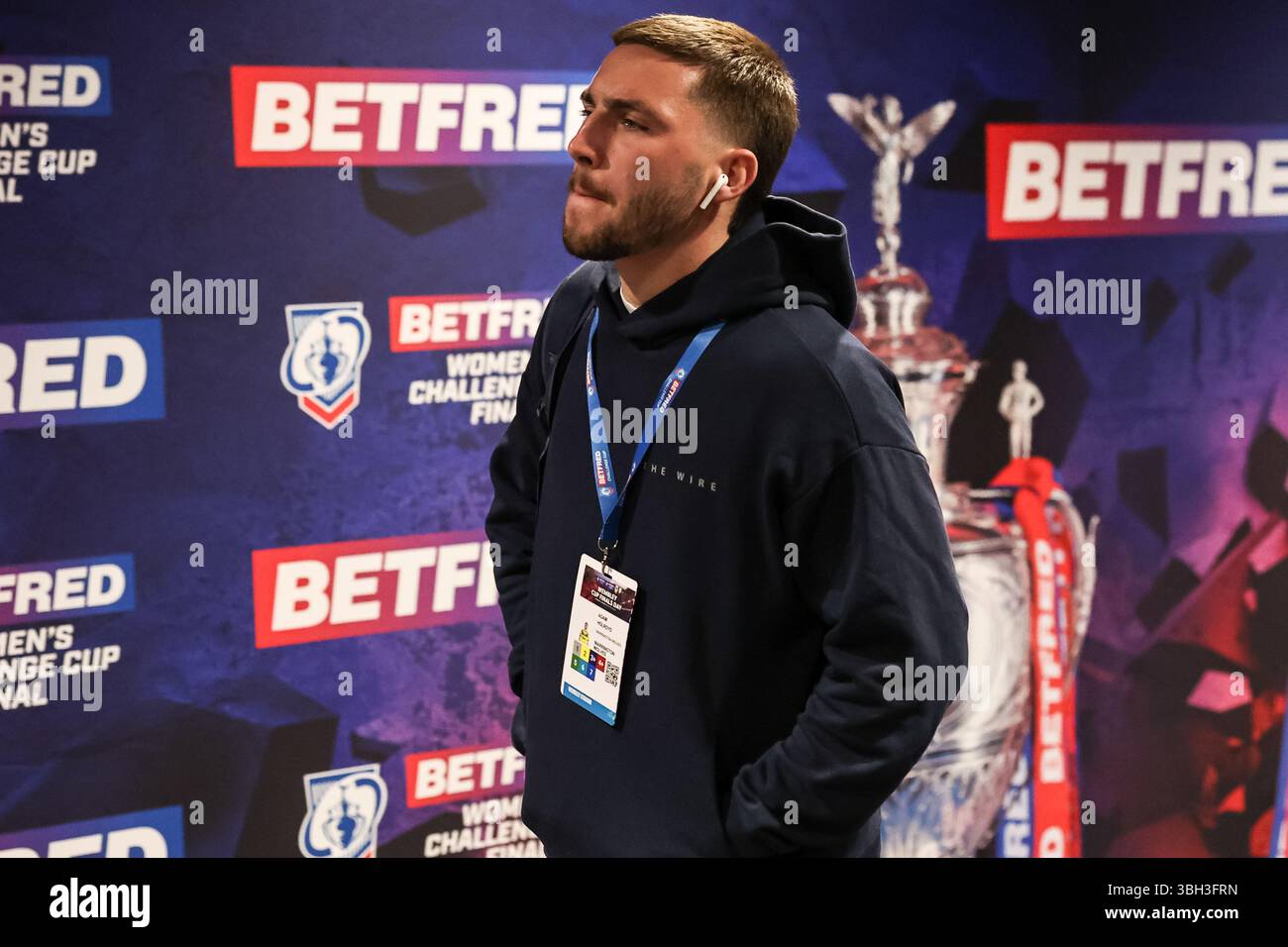 London, UK. 07th June, 2025. Adam Holroyd of Warrington Wolves arrives ...