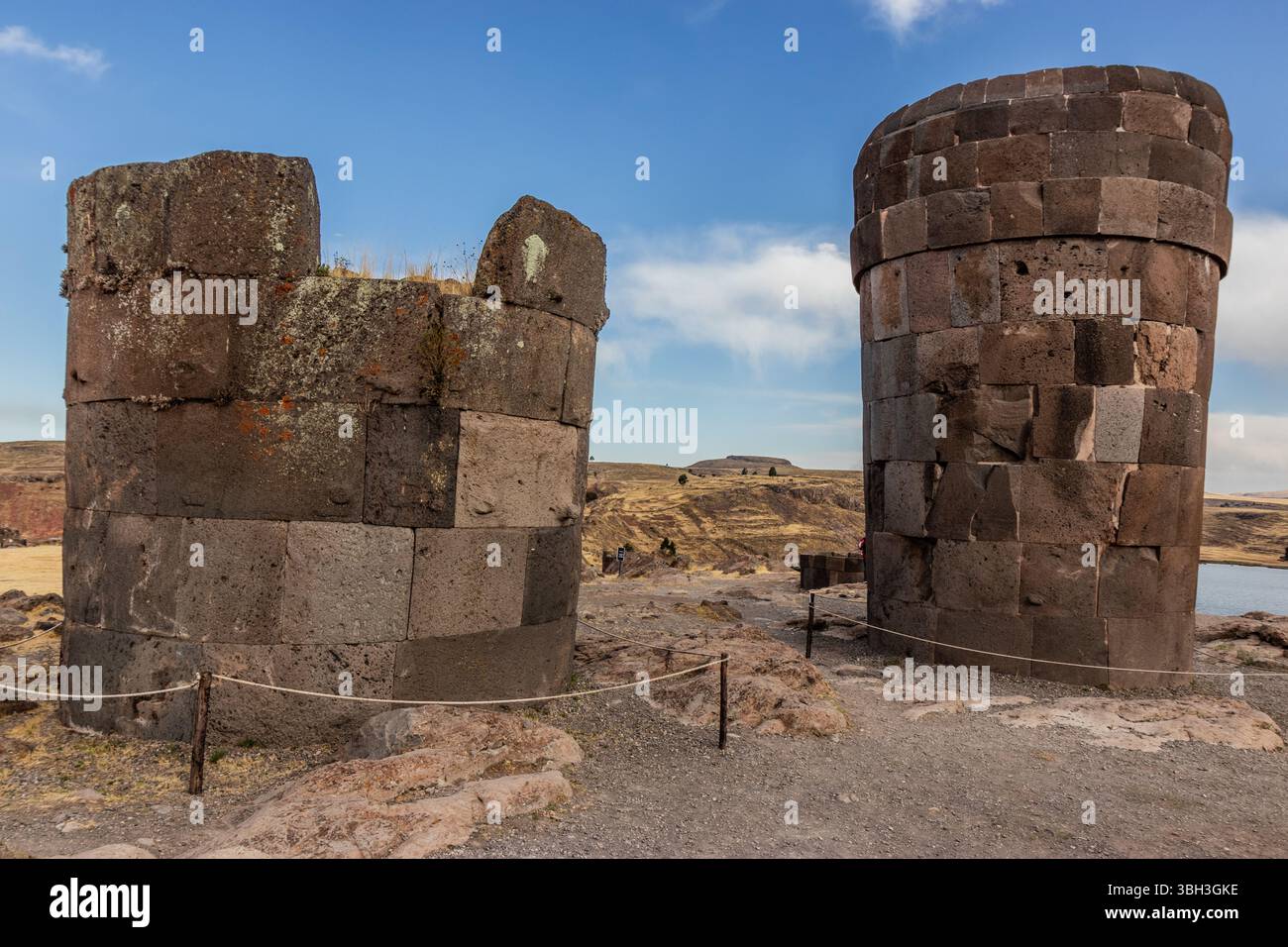 Sillustani funerary towers in Peru Stock Photo - Alamy