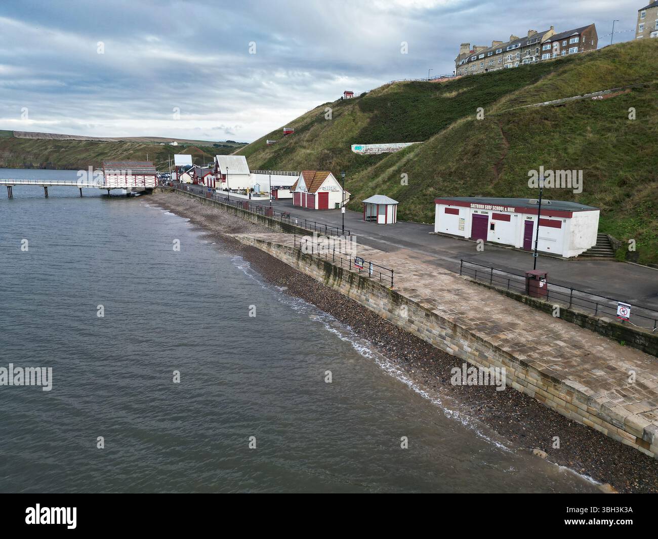 aerial view of Saltburn by the Sea British seaside resort, North ...