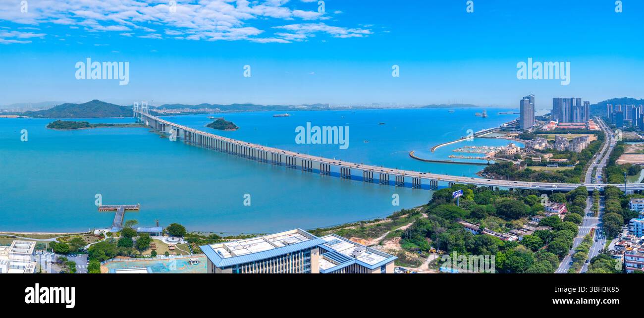 Aerial view of Humen Bridge in Dongguan City, Guangdong Province, China ...