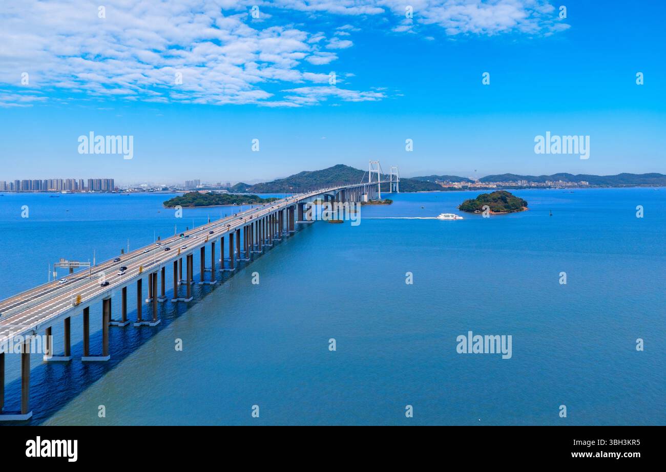 Aerial view of Humen Bridge in Dongguan City, Guangdong Province, China ...