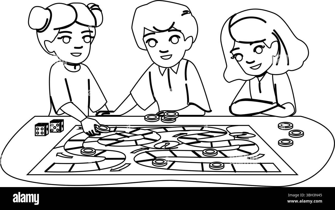 Kids board game vector Black and White Stock Photos & Images - Alamy
